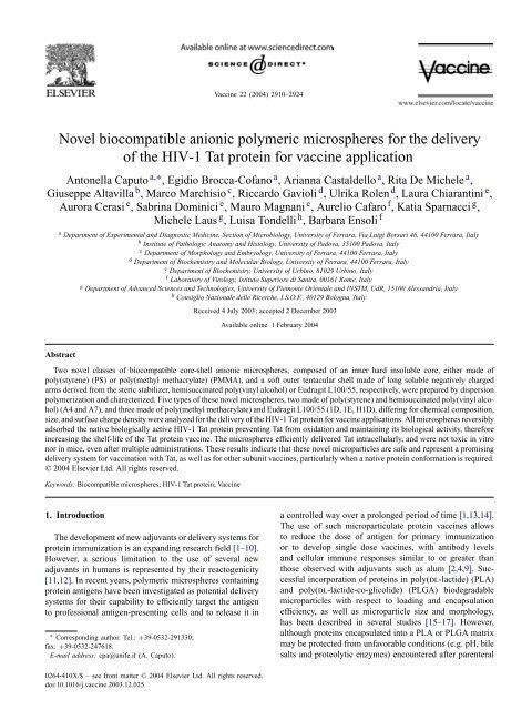 to download .pdf - HIV-1 Tat vaccine