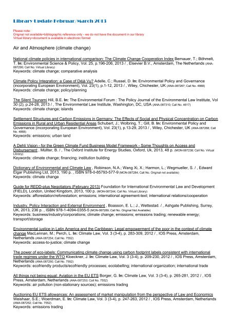 Library Update February/March 2013 - IUCN