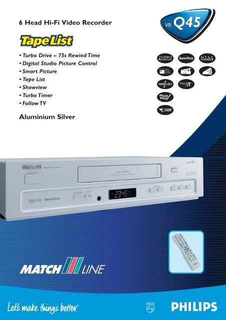 6 Head Hi-Fi Video Recorder Aluminium Silver - Philips