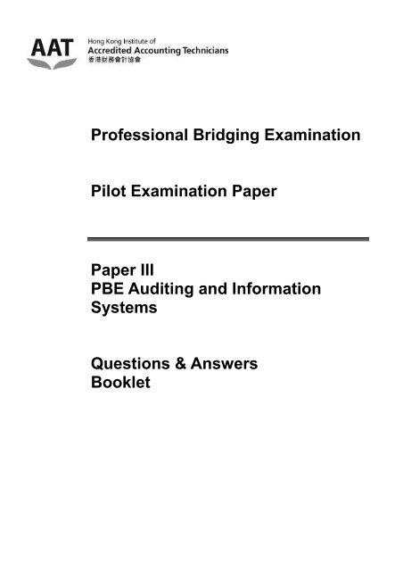 Professional Bridging Examination Pilot Examination Paper Paper III ...