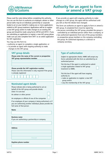 VAT 53 - HM Revenue & Customs