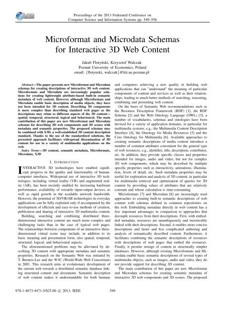 Microformat and Microdata schemas for interactive 3D web content