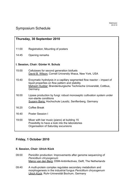 Symposium Schedule - Brandenburgische Technische Universität ...