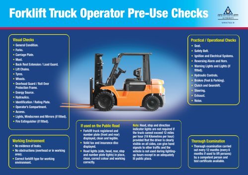 Forklift Truck Operator Pre-Use Checks