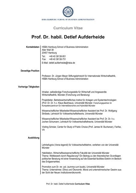 Curriculum Vitae Professor