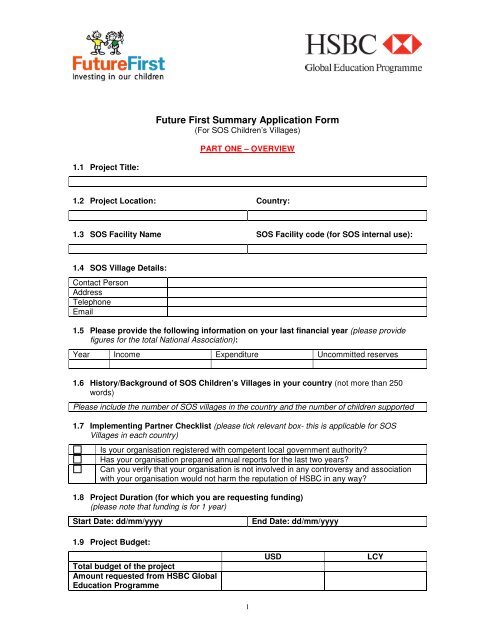 Future First Summary Application Form - HSBC