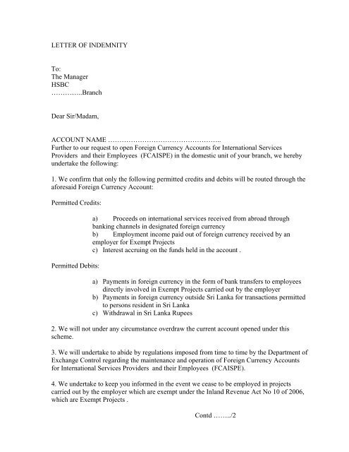 Foreign currency account for international service ... - HSBC Sri Lanka