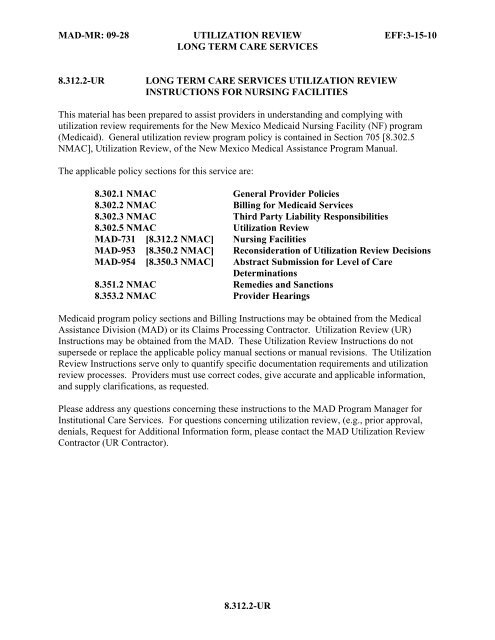 mad-mr - New Mexico Human Services Department