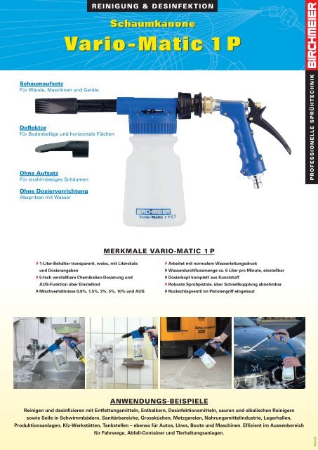 Schaumkanone Vario-Matic 1P - Birchmeier Sprühtechnik AG