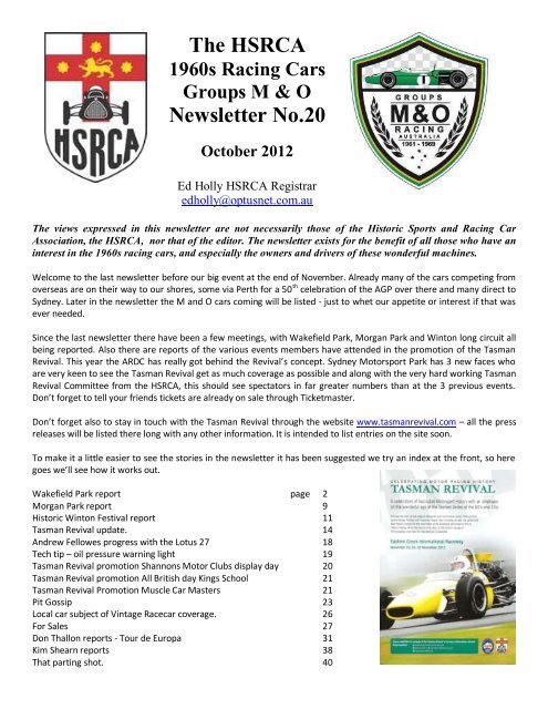 The HSRCA Newsletter No.20 - Historic Sports and Racing Car ...