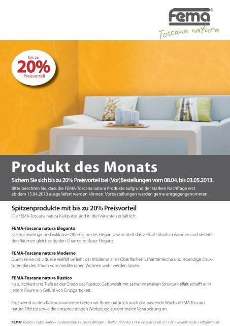Produkt des Monats - FEMA Farben + Putze GmbH