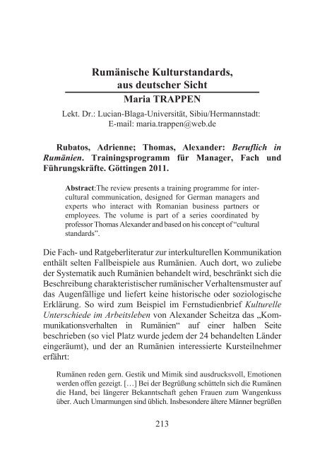 Maria Trappen (Sibiu/Hermannstadt) - Reviste