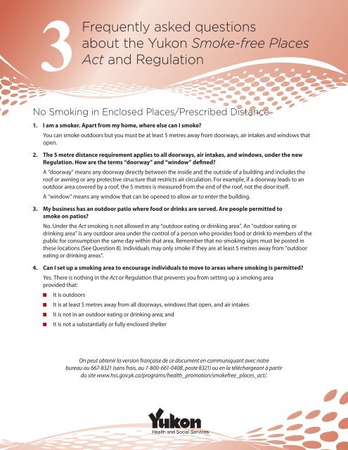3. Frequently asked questions about the Yukon Smoke-free Places ...