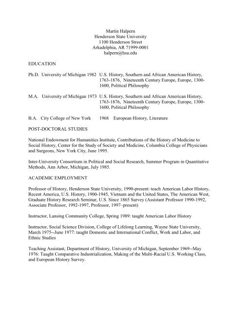 Dr. Martin Halpern - Henderson State University