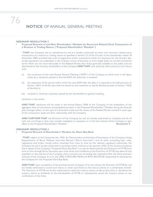 HIAP TECK VENTURE BERHAD