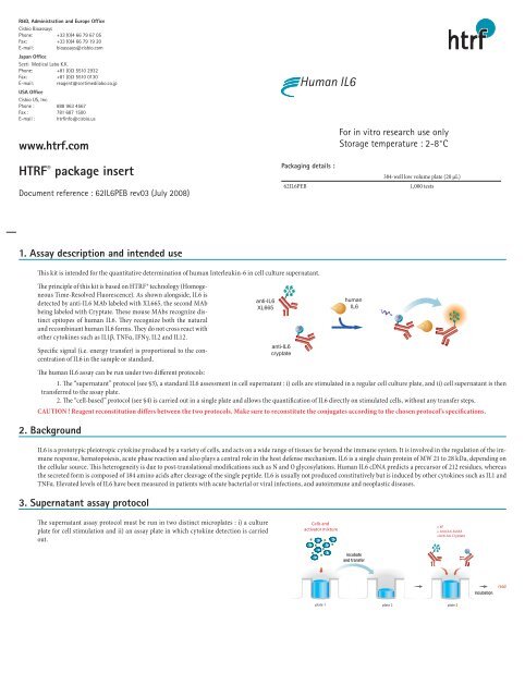 HTRFÂ® package insert Human IL6 - Cisbio Bioassays