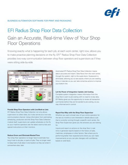 EFI Radius Shop Floor Data Collection Gain an Accurate, Real-time ...
