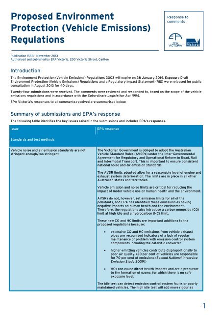(Vehicle Emissions) Regulations - EPA Victoria - Vic.gov.au