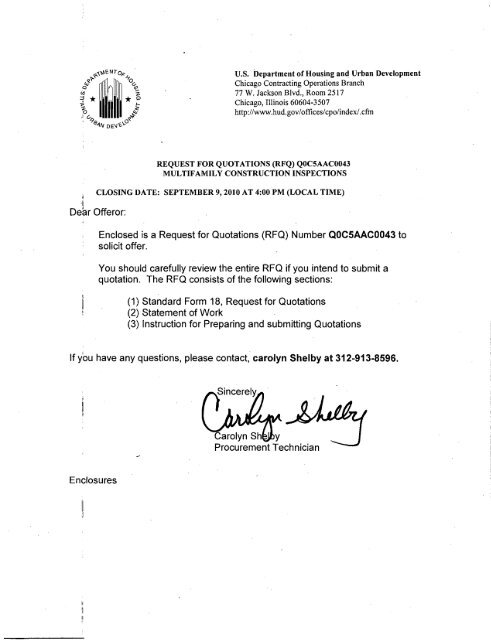 Dear Offeror: Enclosed is a Request for Quotations (RFQ ... - HUD