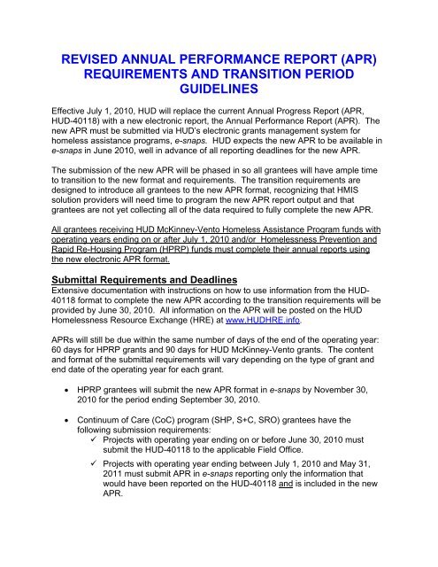 Revised Annual Performance Report (APR ... - OneCPD