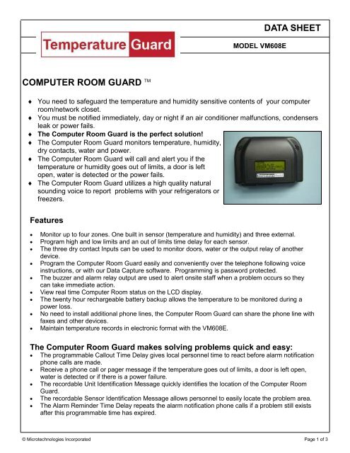 Computer Room Guard VM608E - Temperature Guard