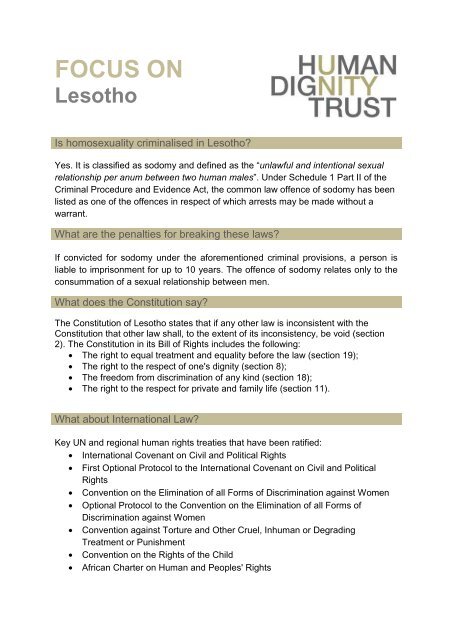 FOCUS ON - Human Dignity Trust
