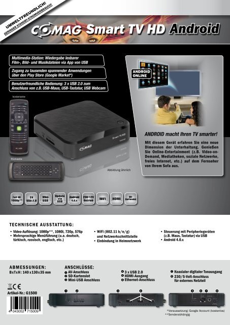 Smart TV HD Android - Comag AG