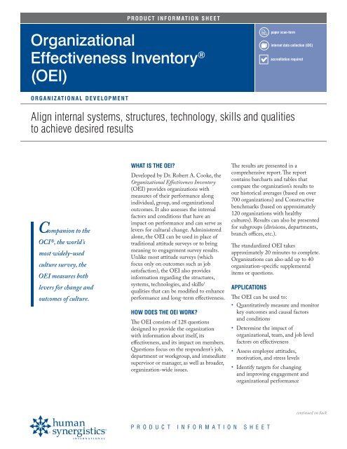 Organizational Effectiveness Inventory® (OEI) - Human Synergistics