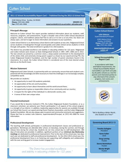 Cutten School Accountability Report Card