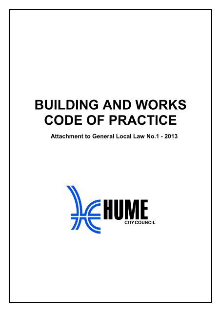 HUME CITY COUNCIL BUILDING SITE CODE OF PRACTICE
