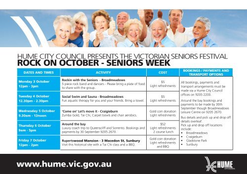 ROCK ON OCTOBER - SENIORS WEEK - Hume City Council