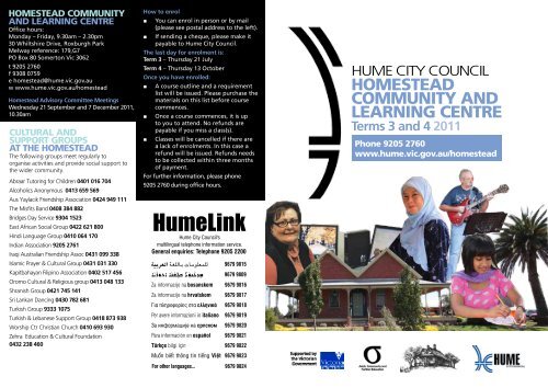 homestead community and learning centre - Hume City Council