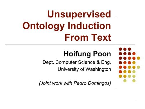 Unsupervised Ontology Induction From Text Microsoft Research