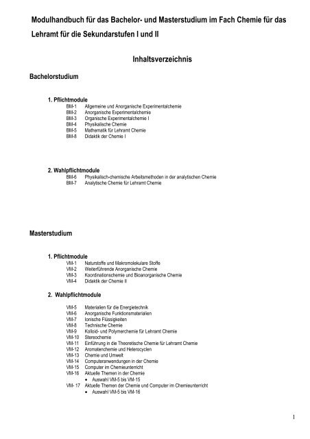 Modulhandbuch Lehramt Chemie