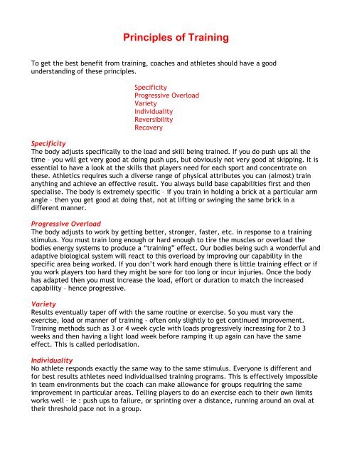 Principles of Training - HurdleCentral.com