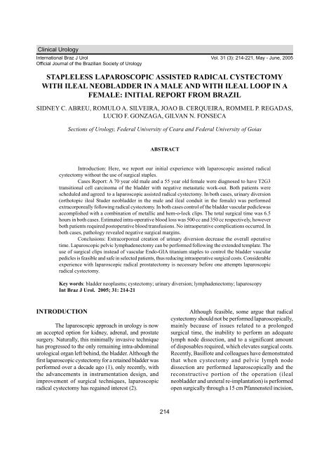 stapleless laparoscopic assisted radical cystectomy with ileal