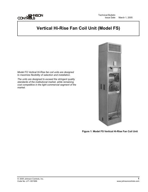 Vertical Hi-Rise Fan Coil Unit (Model FS) Technical Bulletin