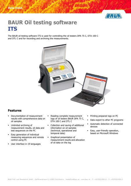 BAUR Oil testing software ITS