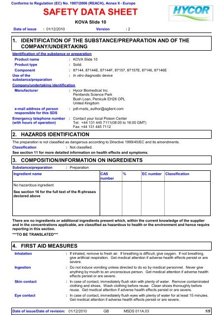 SDS KOVA Slide 10_EUEnglish.pdf - Hycor Biomedical