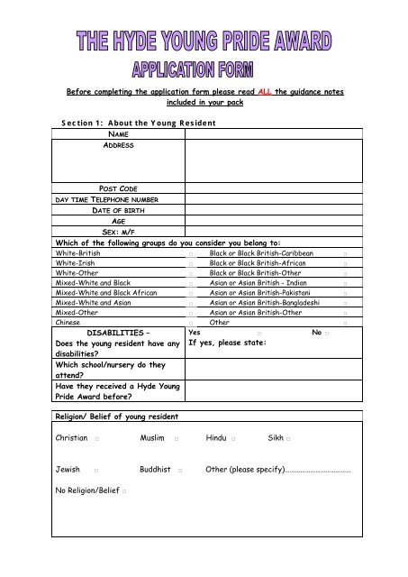 Before completing the application form please read ALL the ...