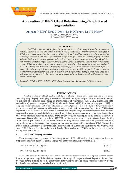 Automation Of Jpeg Ghost Detection Using Graph Based Segmentation