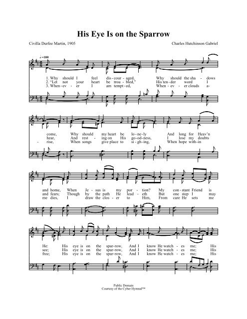 His Eye Is on the Sparrow - Hymn Time