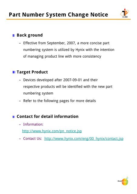 Part Number System Change Notice
