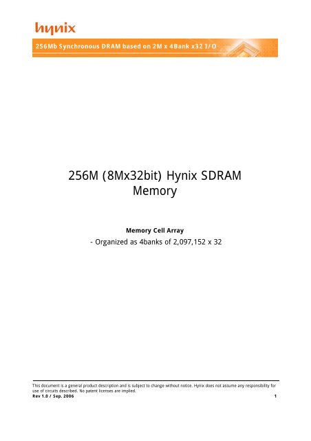 256M (8Mx32bit) Hynix SDRAM Memory