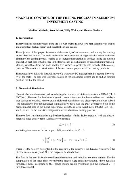 magnetic control of the filling process in aluminum ... - HZDR