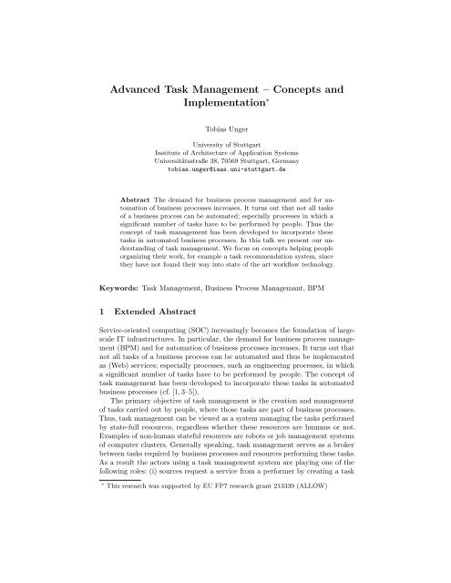 Advanced Task Management â Concepts and Implementationâ - IAAS