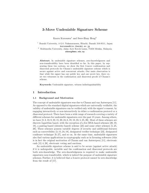 3 Move Undeniable Signature Scheme