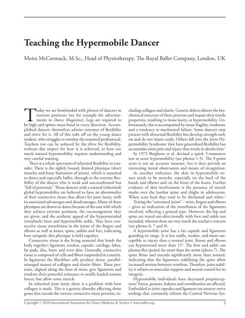 Teaching the Hypermobile Dancer - iadms