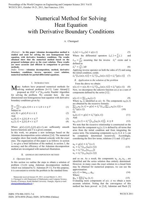 Numerical Method for Solving Heat Equation with Derivative ...