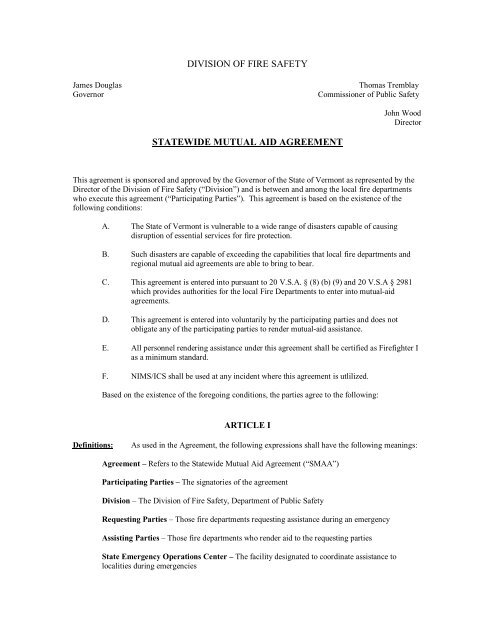 division of fire safety statewide mutual aid agreement - IAFC